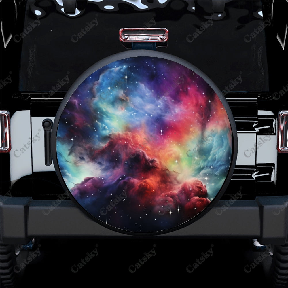 Colorful Galaxy With Stars Polyester Universal Spare Wheel Tire Cover ...