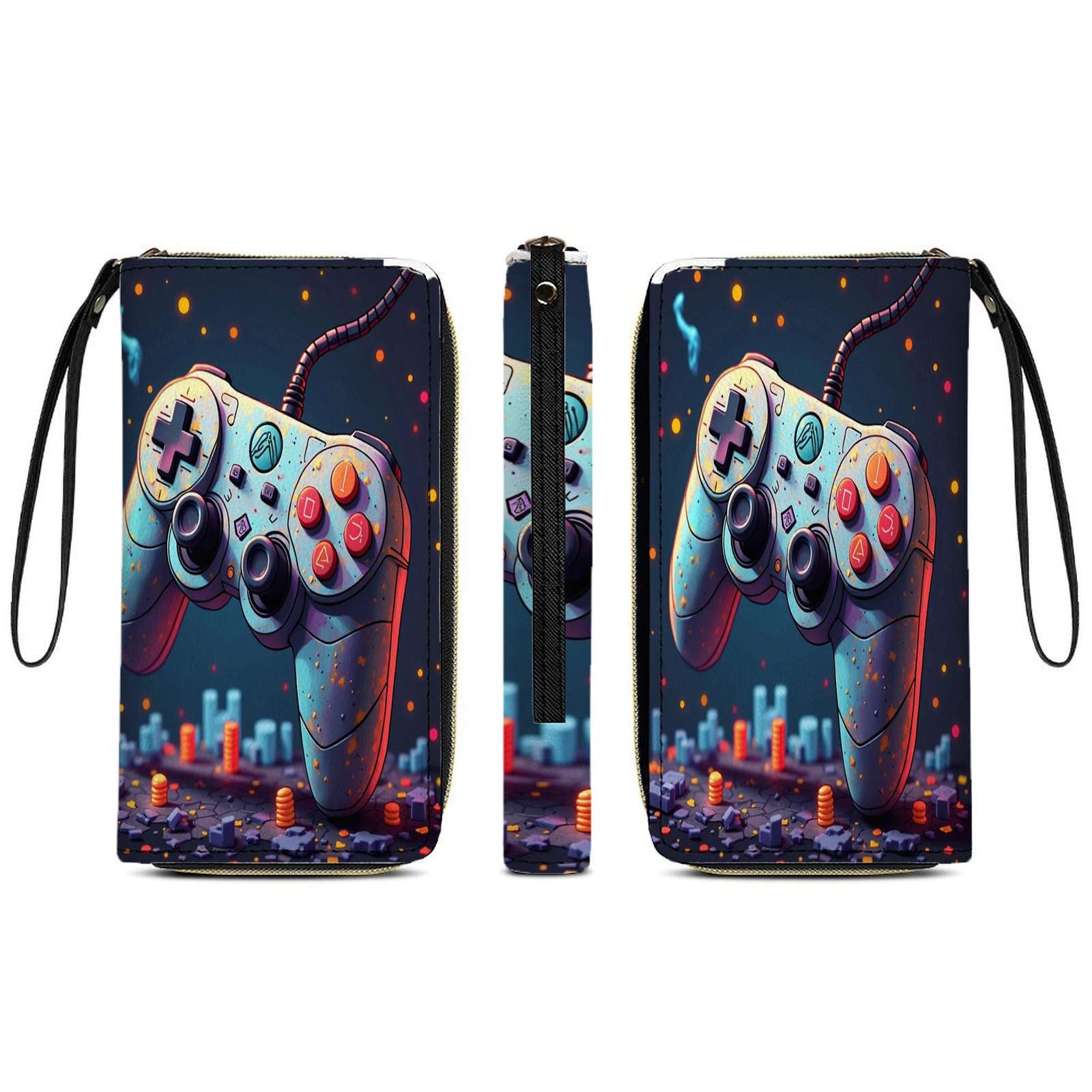 Colorful Game Controller Art Long Wallets For Women PU Leather Purse ...