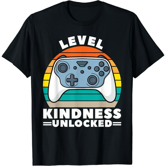 Colorful Game Controller Graphic T-Shirt - Spread Kindness with 'Level ...