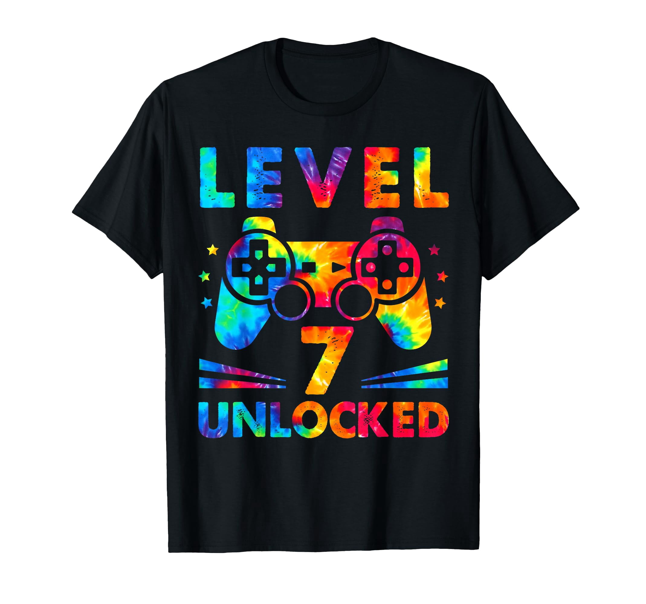 Colorful Gamer Tie Dye T-Shirt for 7th Birthday Level Up Gift - Walmart.com