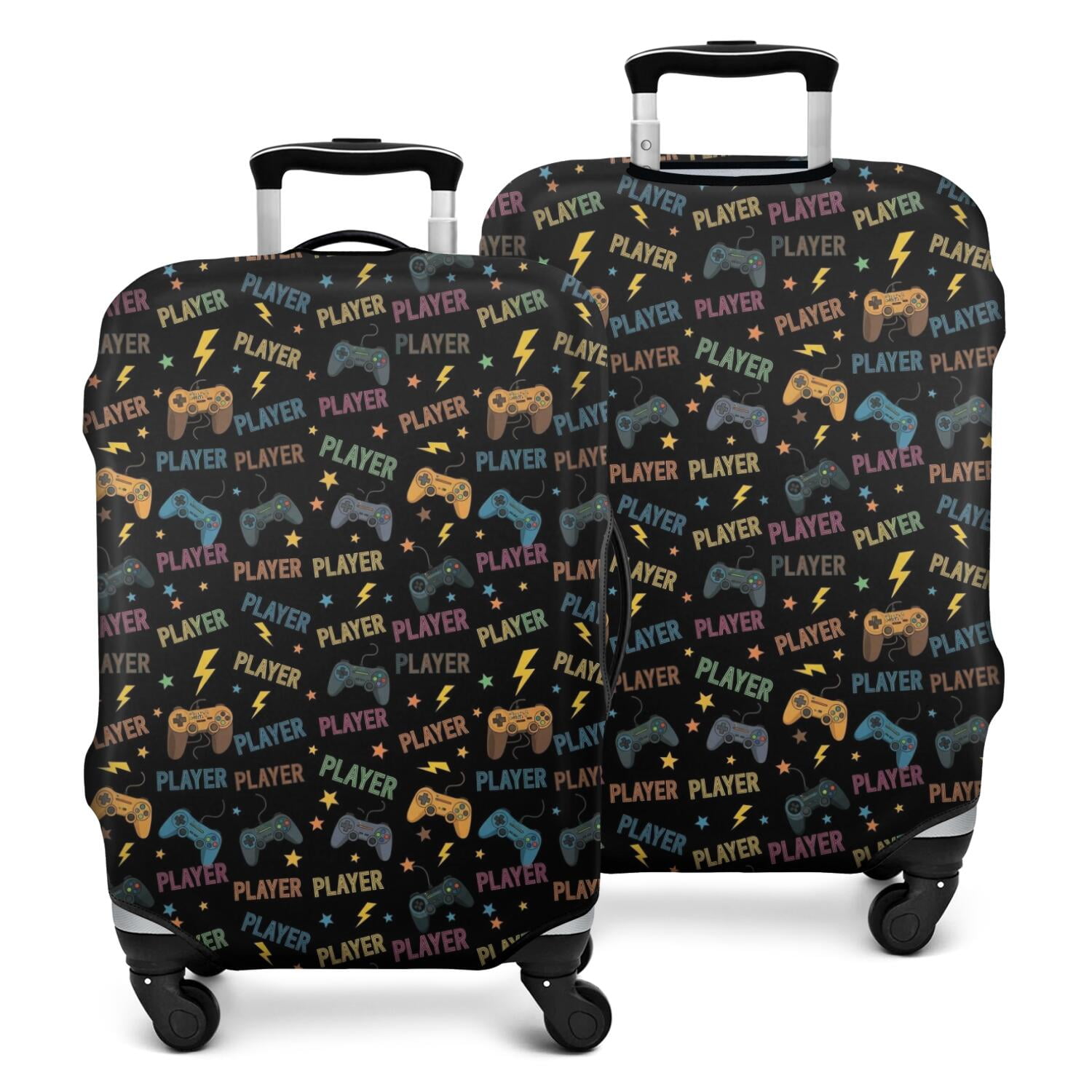 Colorful Games Text Black Pattern Luggage Cover Fashion Suitcase Cover ...