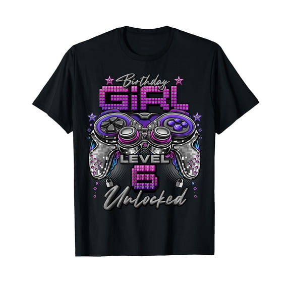 Colorful Gaming Controller T-Shirt for Birthday Celebration - Level 6 ...
