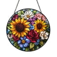 Colorful Garden Floral Stained Glass Panel with Botanical Style, Bright ...