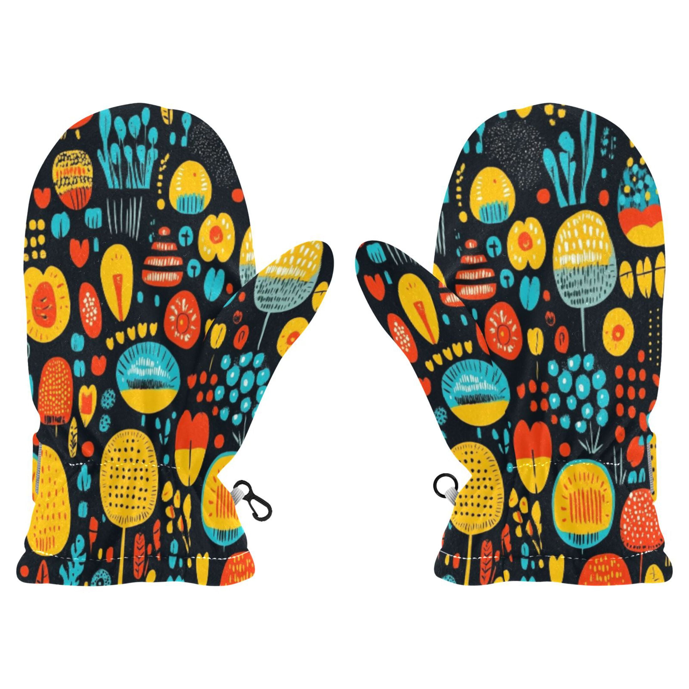 Colorful Garden Witch Cauldron Pattern Cold Weather Mittens Cozy Gloves ...