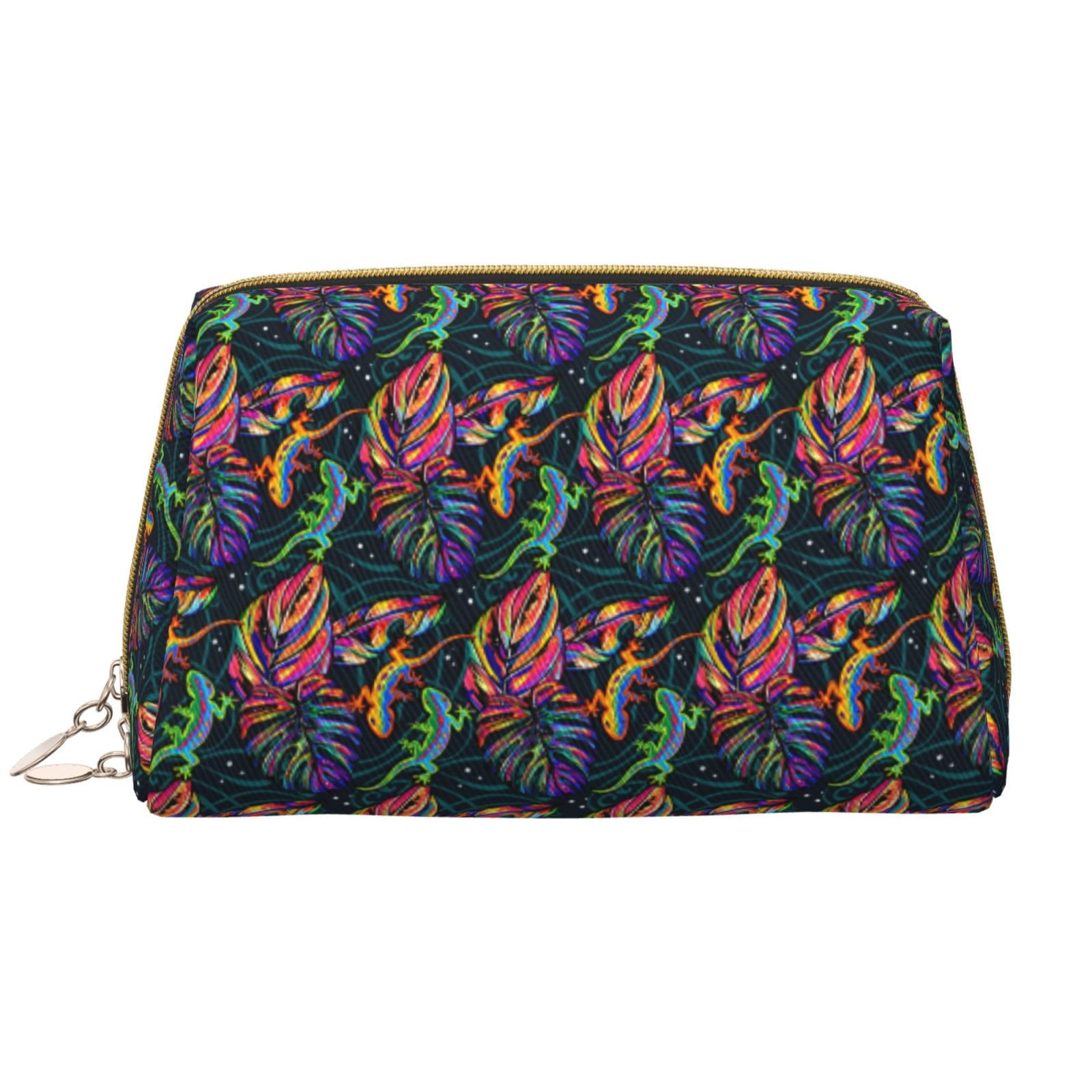 Colorful Gecko Cute Lizard Makeup Bag, Large Capacity Travel Cosmetic ...