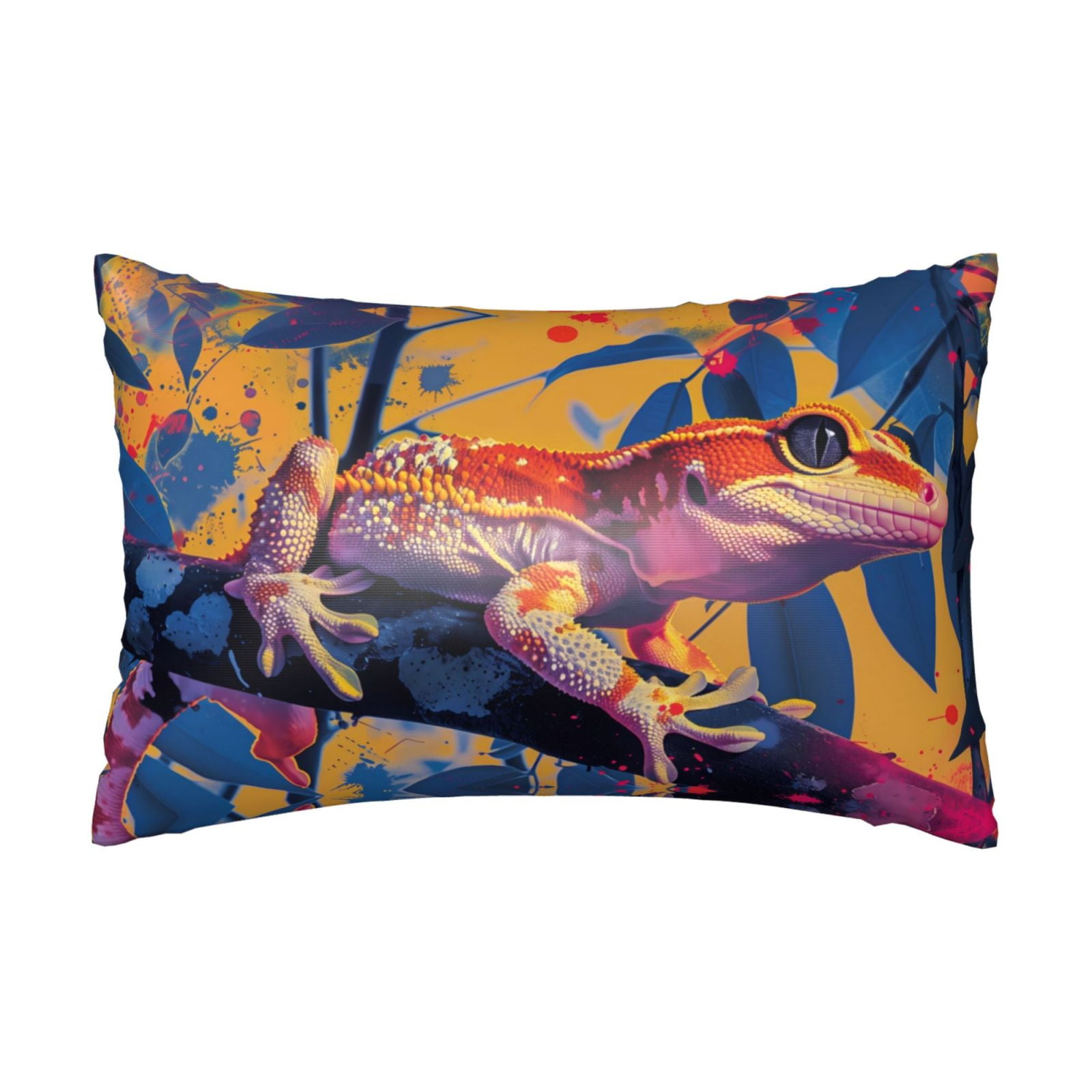 Colorful Gecko Jungle Art Satin Pillowcase with Zipper for Hair and ...