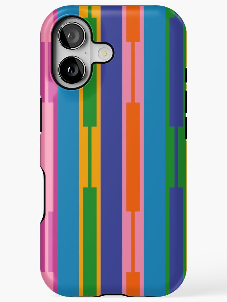 Colorful Geo Chain Retro Block Abstract Art iPhone Case 11 12 13 14 15 ...