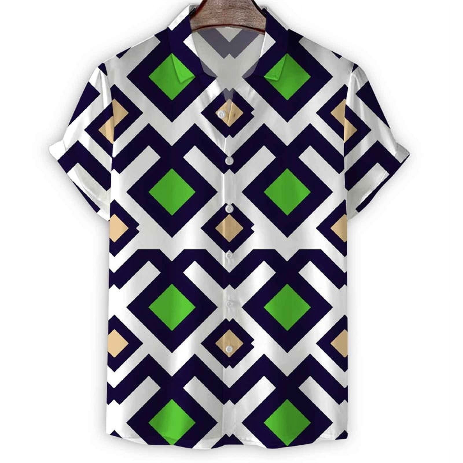 Colorful Geometric 3d Print Hawaiian Shirt For Men Art Graphic Short ...