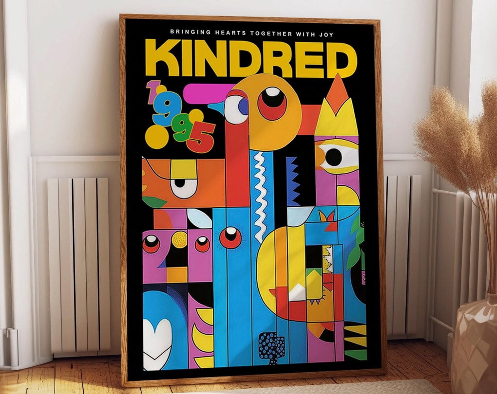 Colorful Geometric Abstract Art Poster - Kindred 1995 Art Exhibition ...
