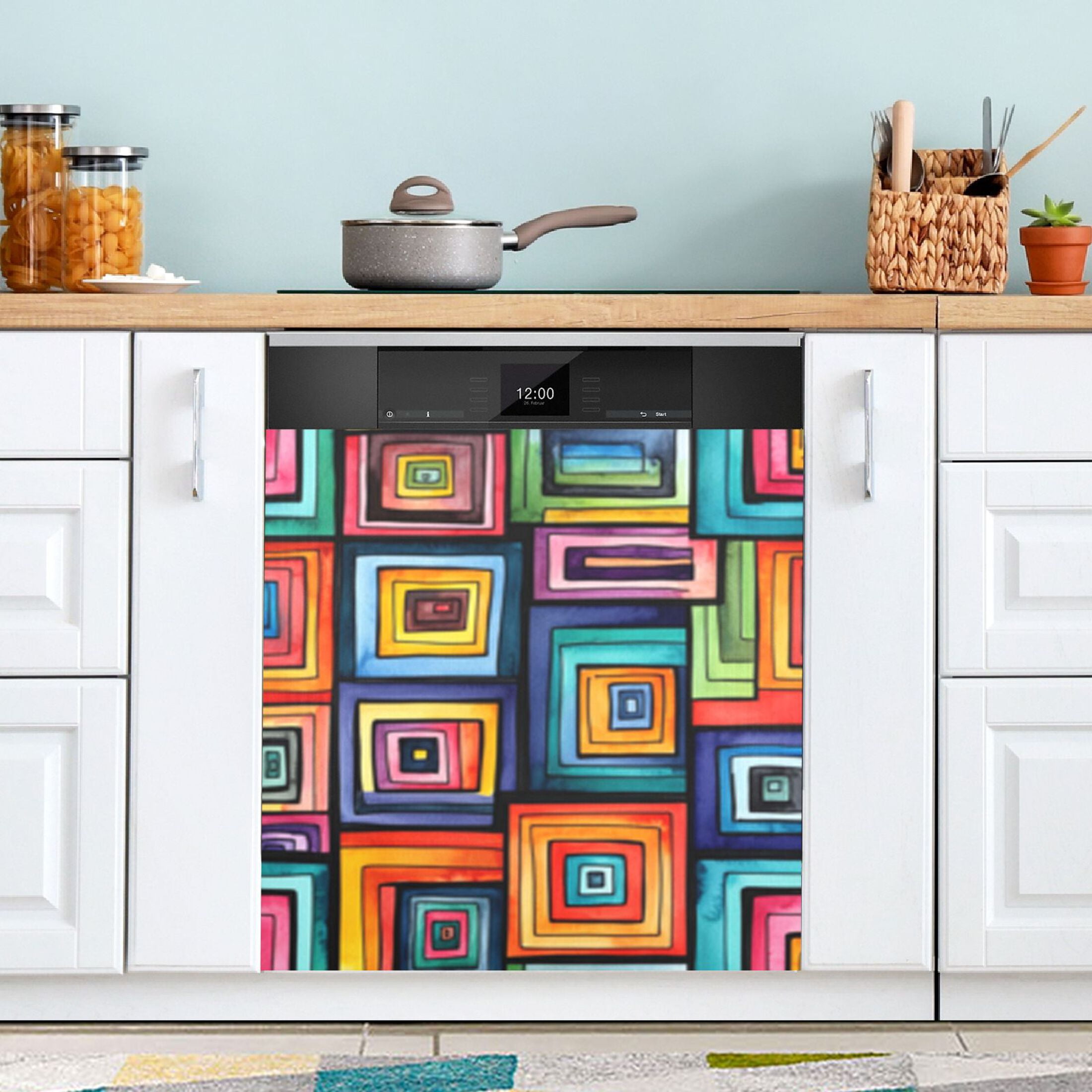 Colorful Geometric Abstract Christmas Dishwasher Magnet Cover Reuseable ...