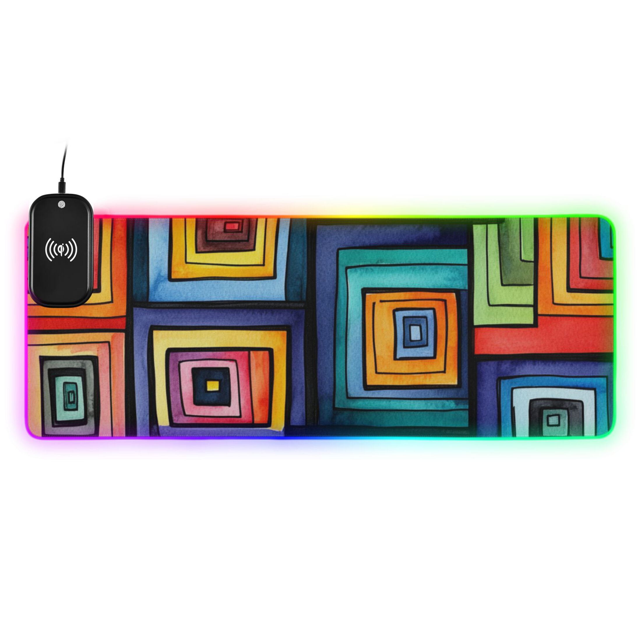 Colorful Geometric Abstract Wireless Charging RGB Gaming Mouse Pad ...