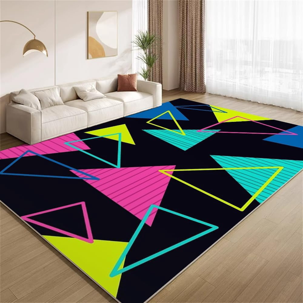 Colorful Geometric Arcade Area Rugs, Modern Triangle Carpet, Ultra Soft ...
