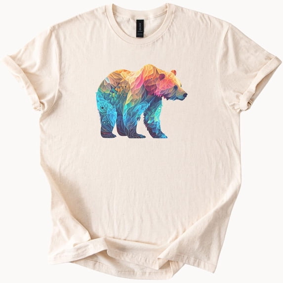 Colorful Geometric Bear Shirt Nature Lover Tee Wildlife Animal Graphic ...