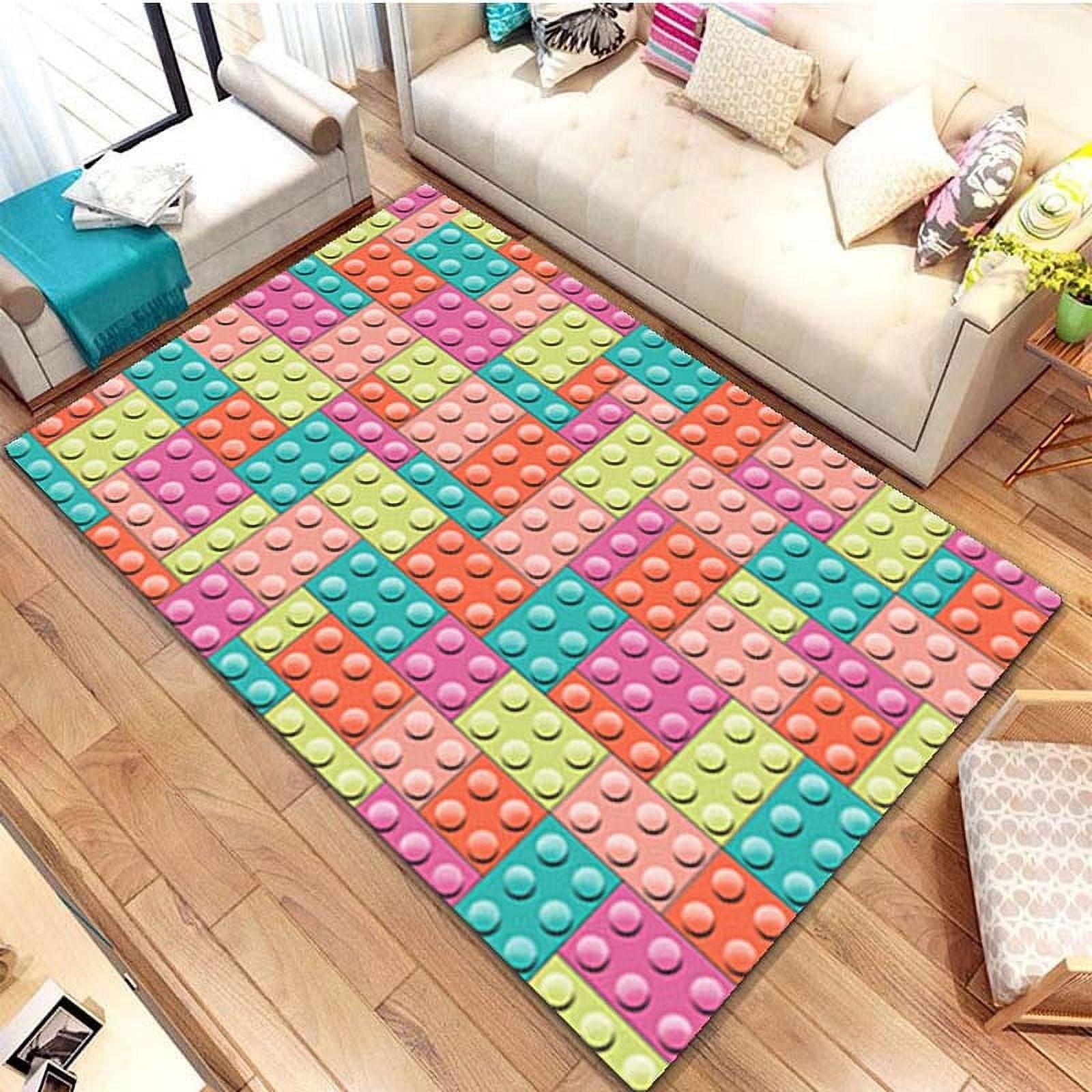 Colorful Geometric Block Pattern Area Rugs for Living Room Bedroom ...