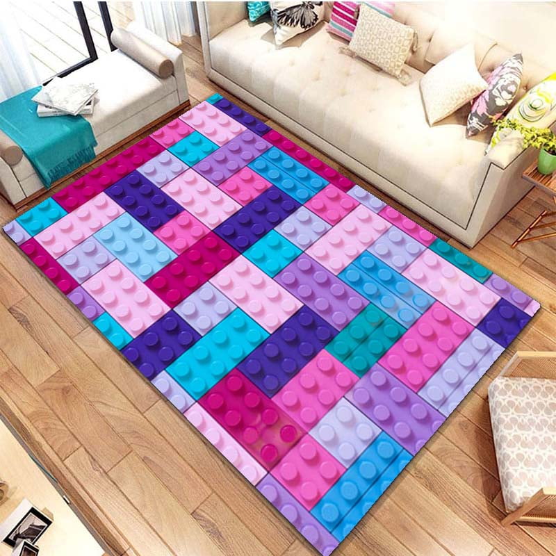 Colorful Geometric Block Pattern Area Rugs for Living Room Bedroom ...