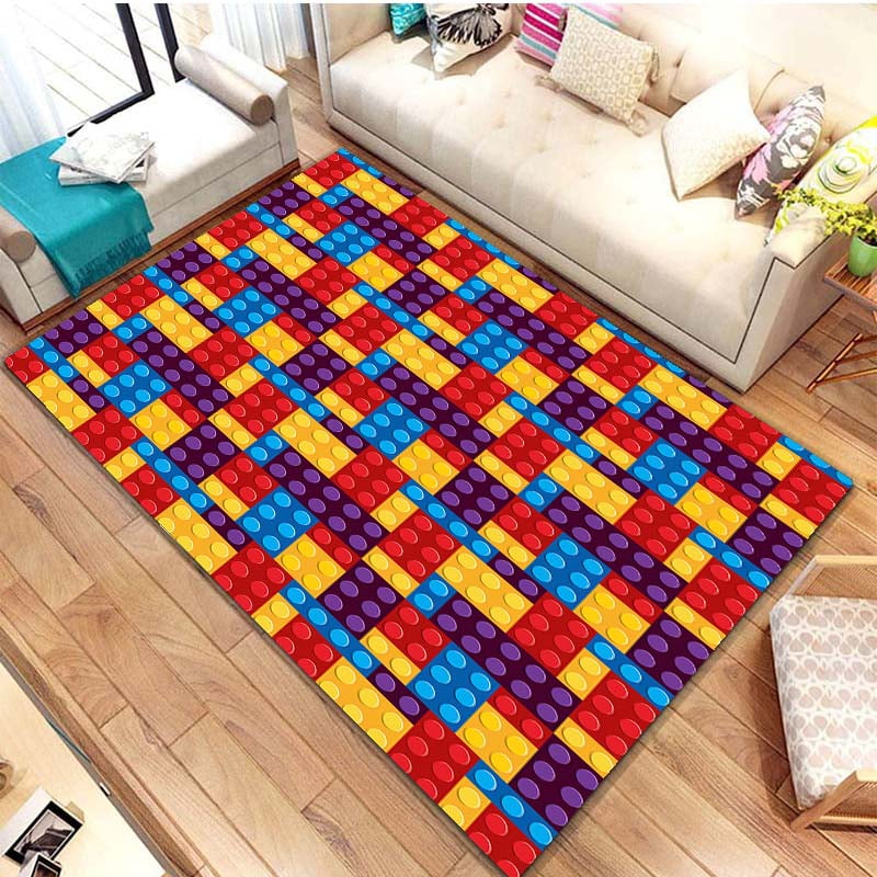 Colorful Geometric Block Pattern Area Rugs for Living Room Bedroom ...