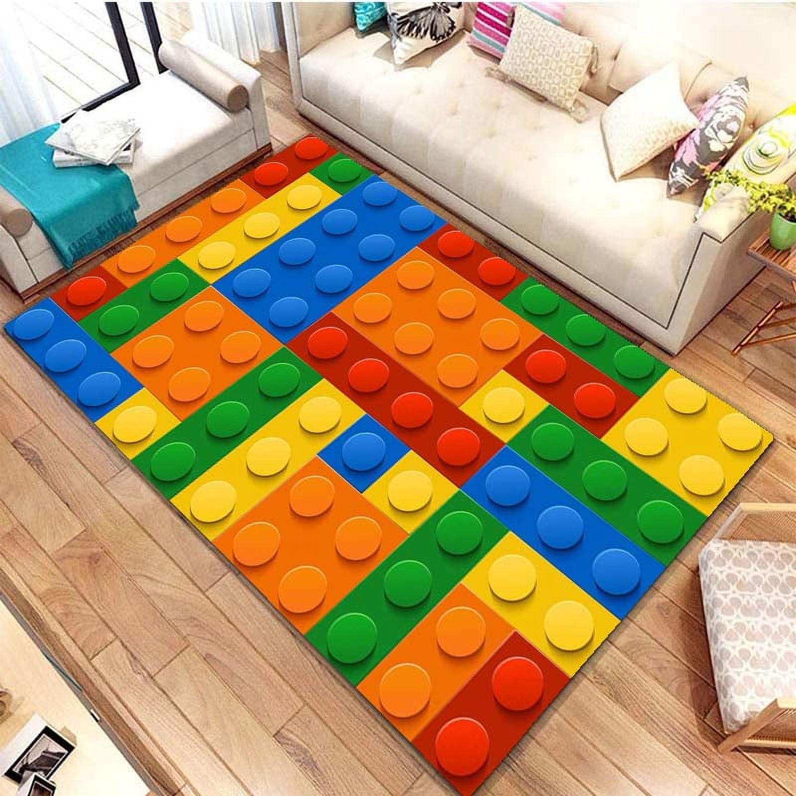 Colorful Geometric Block Pattern Area Rugs for Living Room Bedroom ...