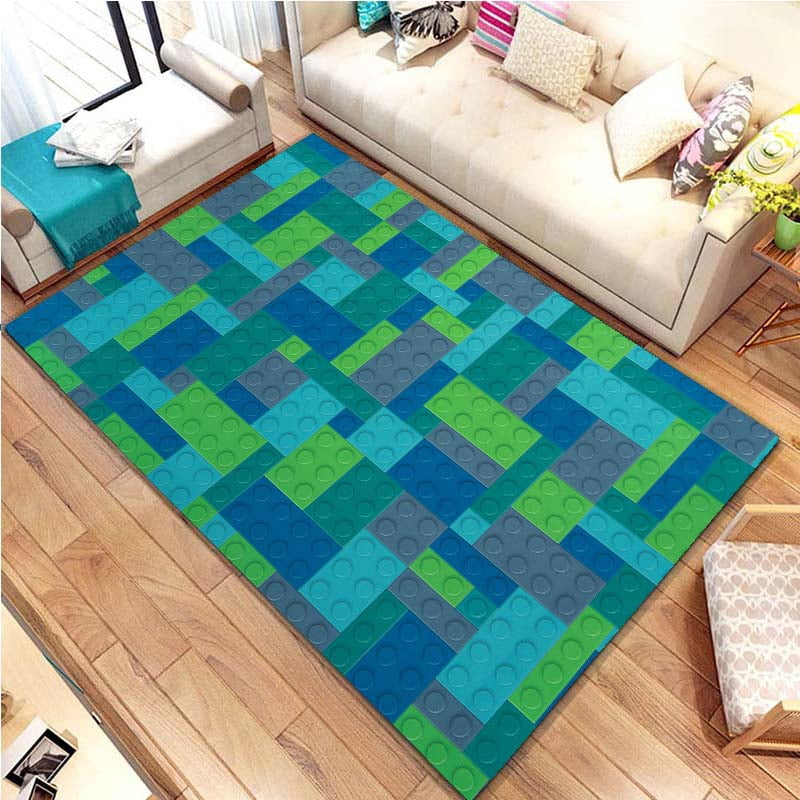 Colorful Geometric Block Pattern Area Rugs for Living Room Bedroom ...