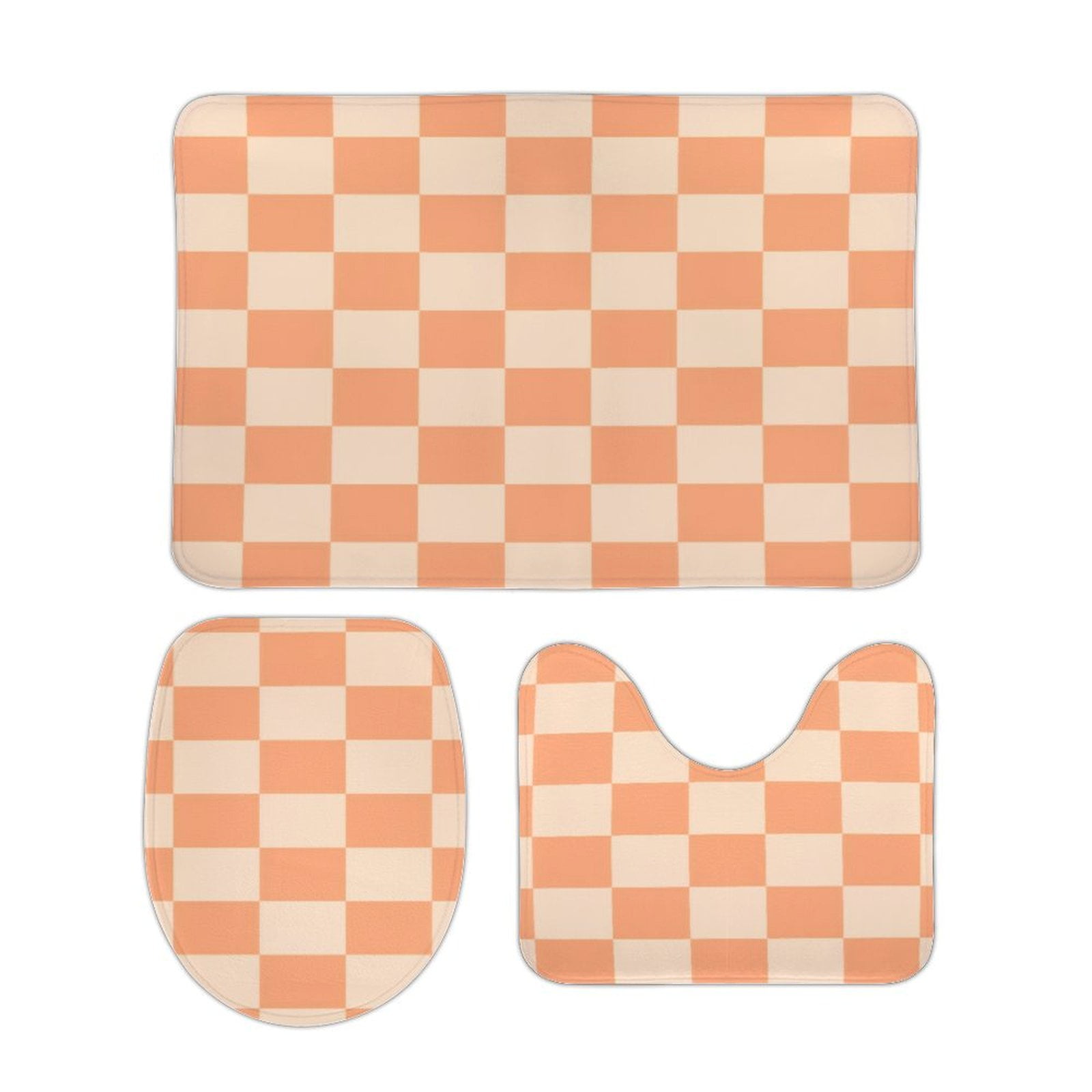 Colorful Geometric Checkered Bathroom Mats Set 3-piece Bath Mats ...