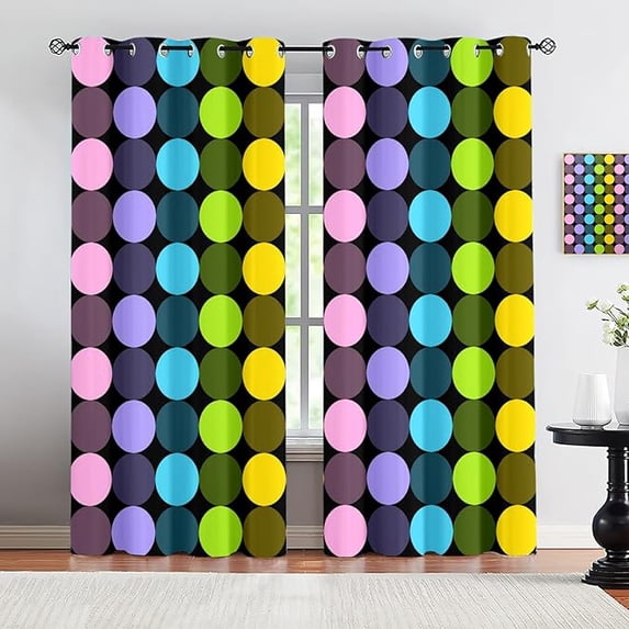 Colorful Geometric Circles Window Curtains, Abstract Texture Background ...