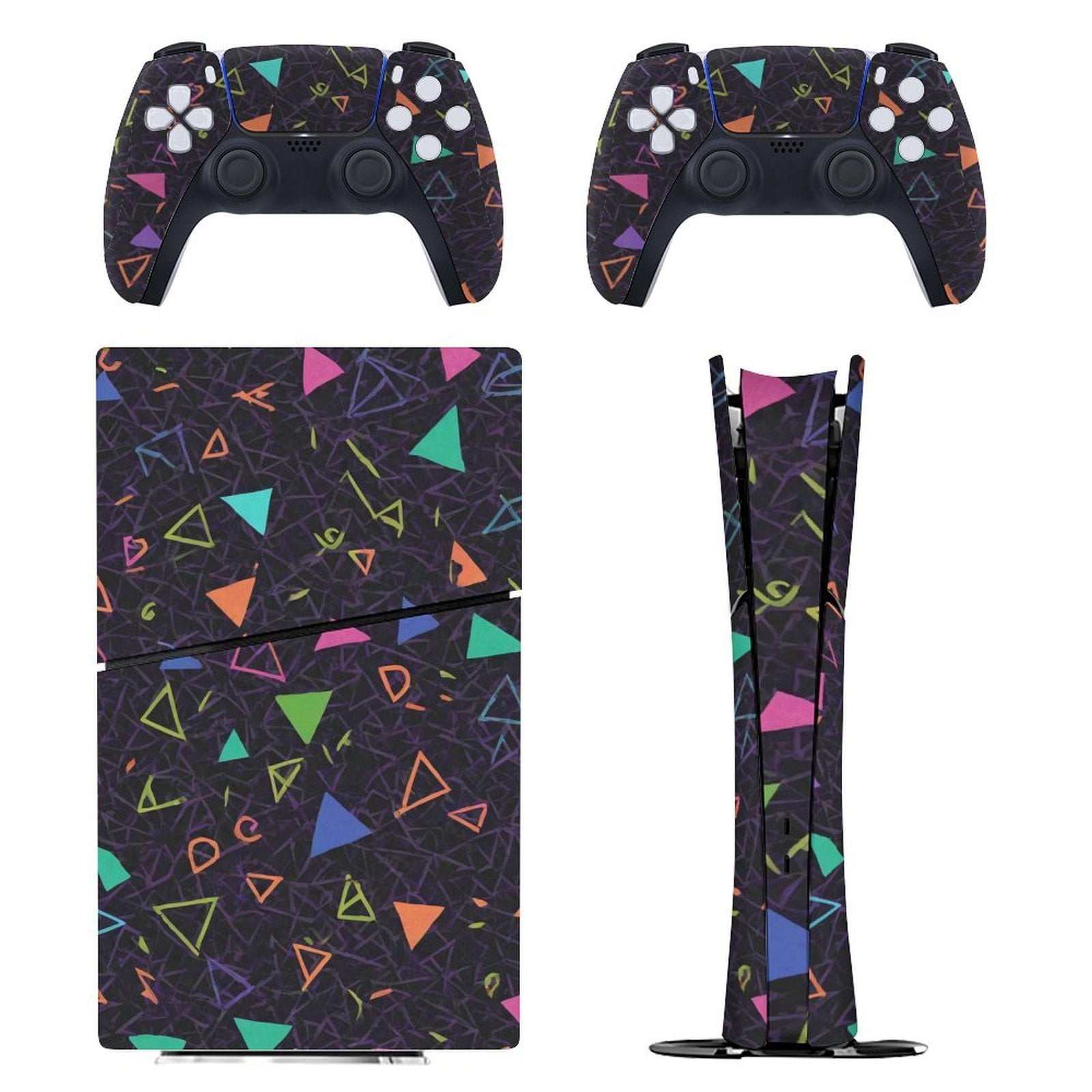 Colorful Geometric Console Skin Bundle for PS5 Pro Slim Disc & Digital ...
