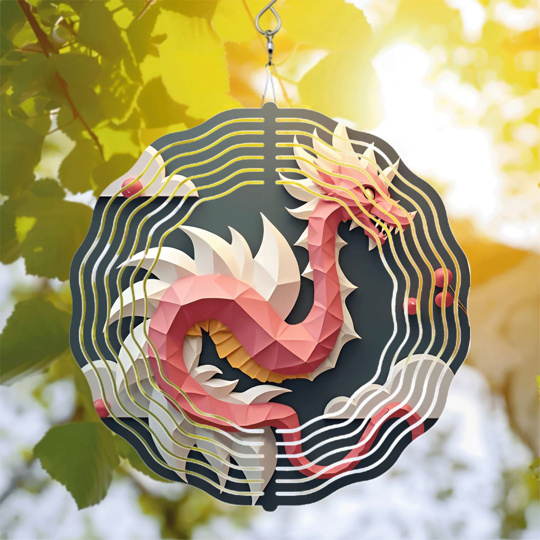Colorful Geometric Dragon Metal Wind Spinner & Chime - Stylish Yard ...