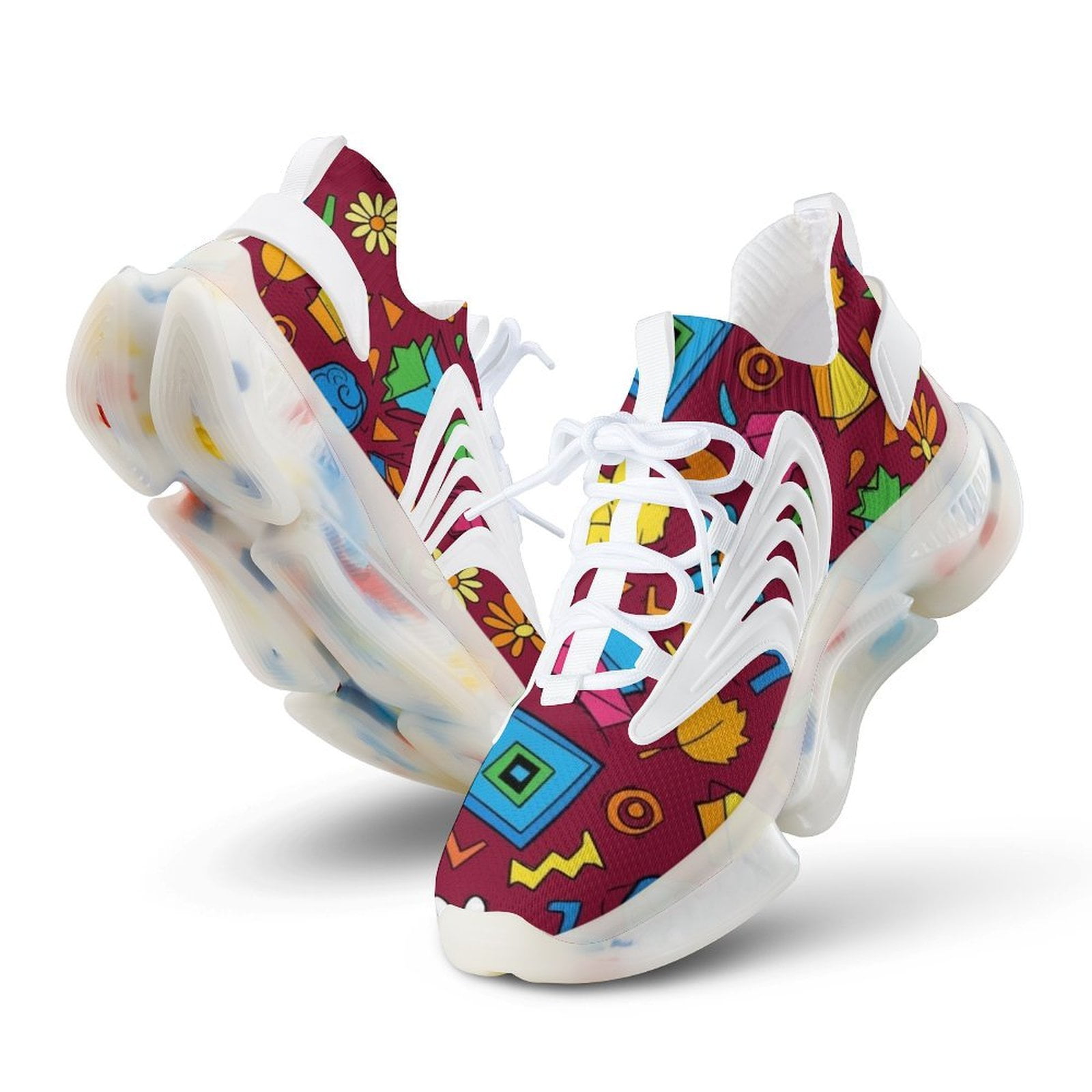 Colorful Geometric Floral Pattern Walking Shoes for Men Woman ...