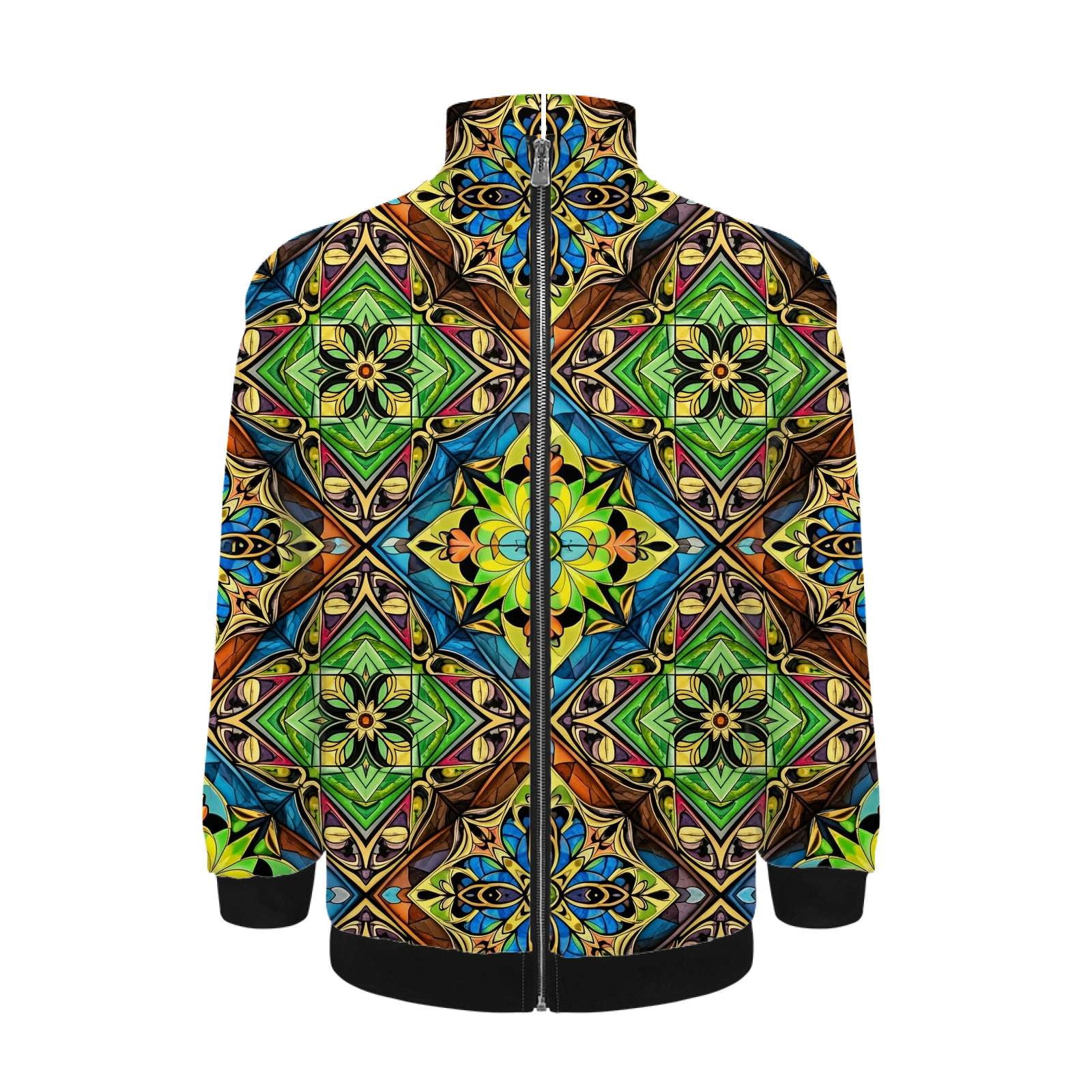 Colorful Geometric Floral Tiles Jacket Men's Street Cool Long Sleeves ...