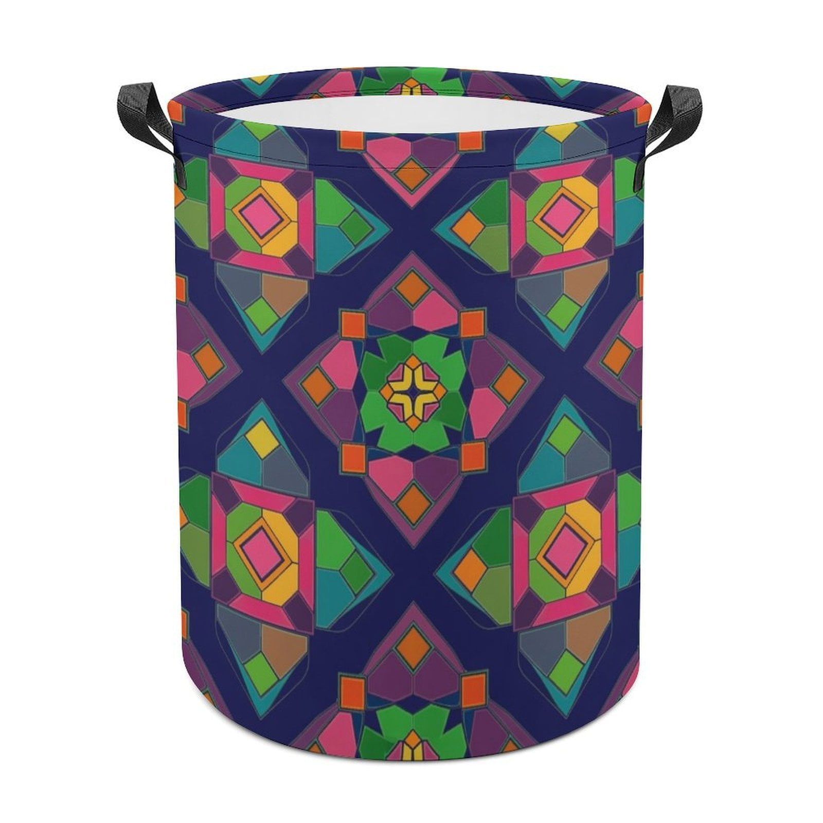 Colorful Geometric Floral Tiles Large Dirty Clothes Hamper Foldable ...