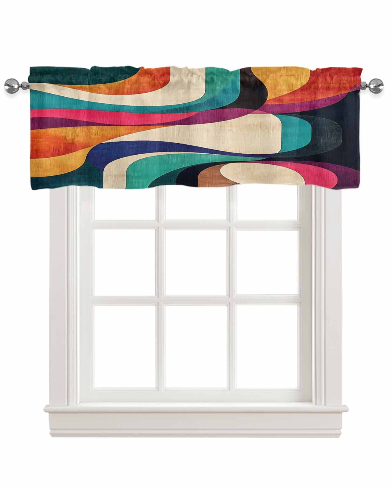 Colorful Geometric Kitchen Valances for Windows Farmhouse Linen Window ...