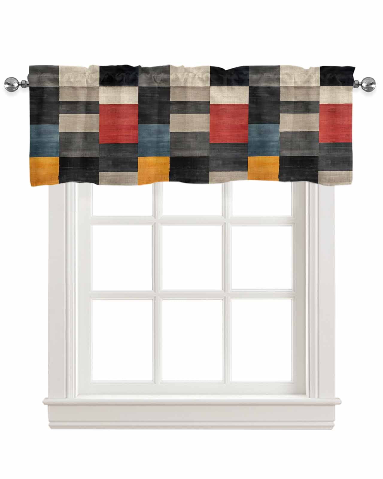 Colorful Geometric Kitchen Valances for Windows Farmhouse Linen Window ...