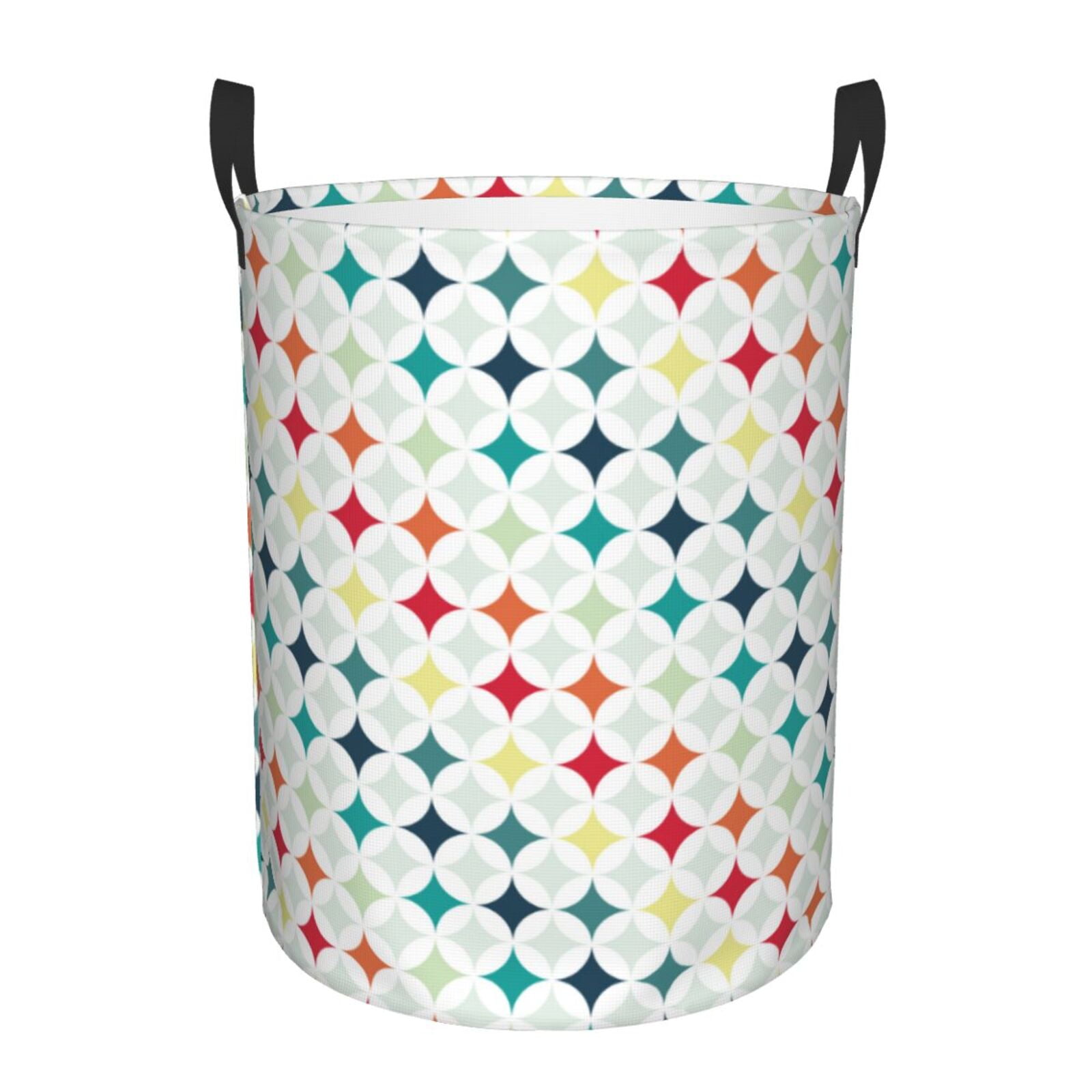 Colorful Geometric Laundry Basket with Handles - Freestanding Laundry ...