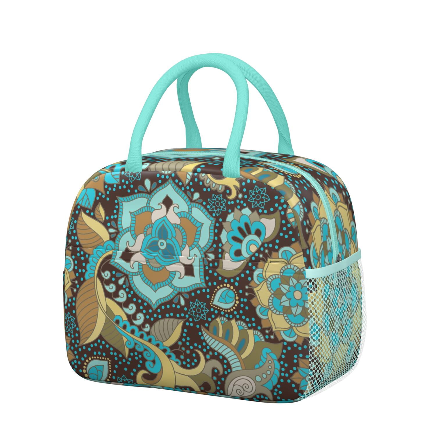 Colorful Geometric Lunch Bag - Insulated Reusable Lunch Box, Paisley ...