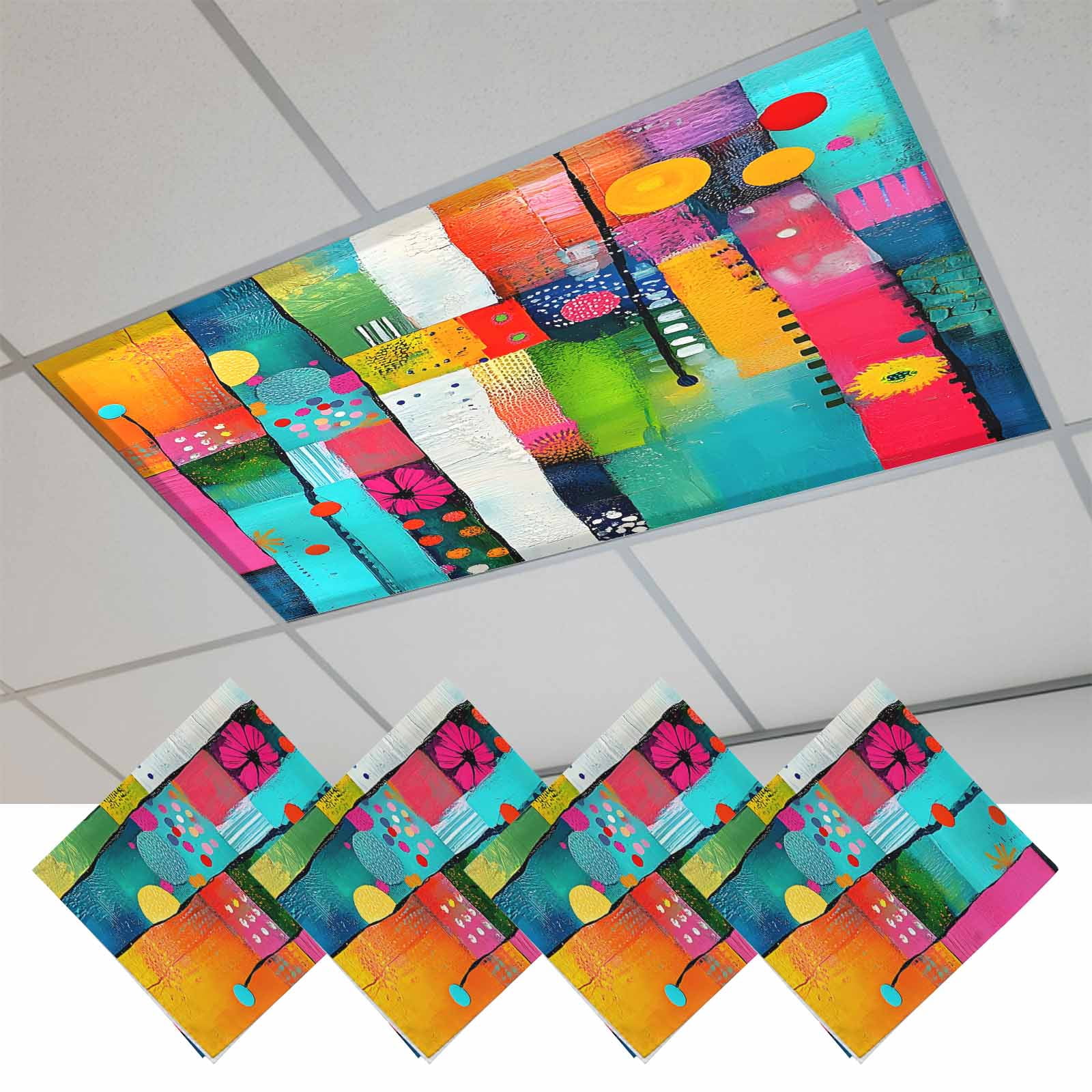 Colorful Geometric Magnetic Fluorescent Light Covers for Ceiling Lights ...
