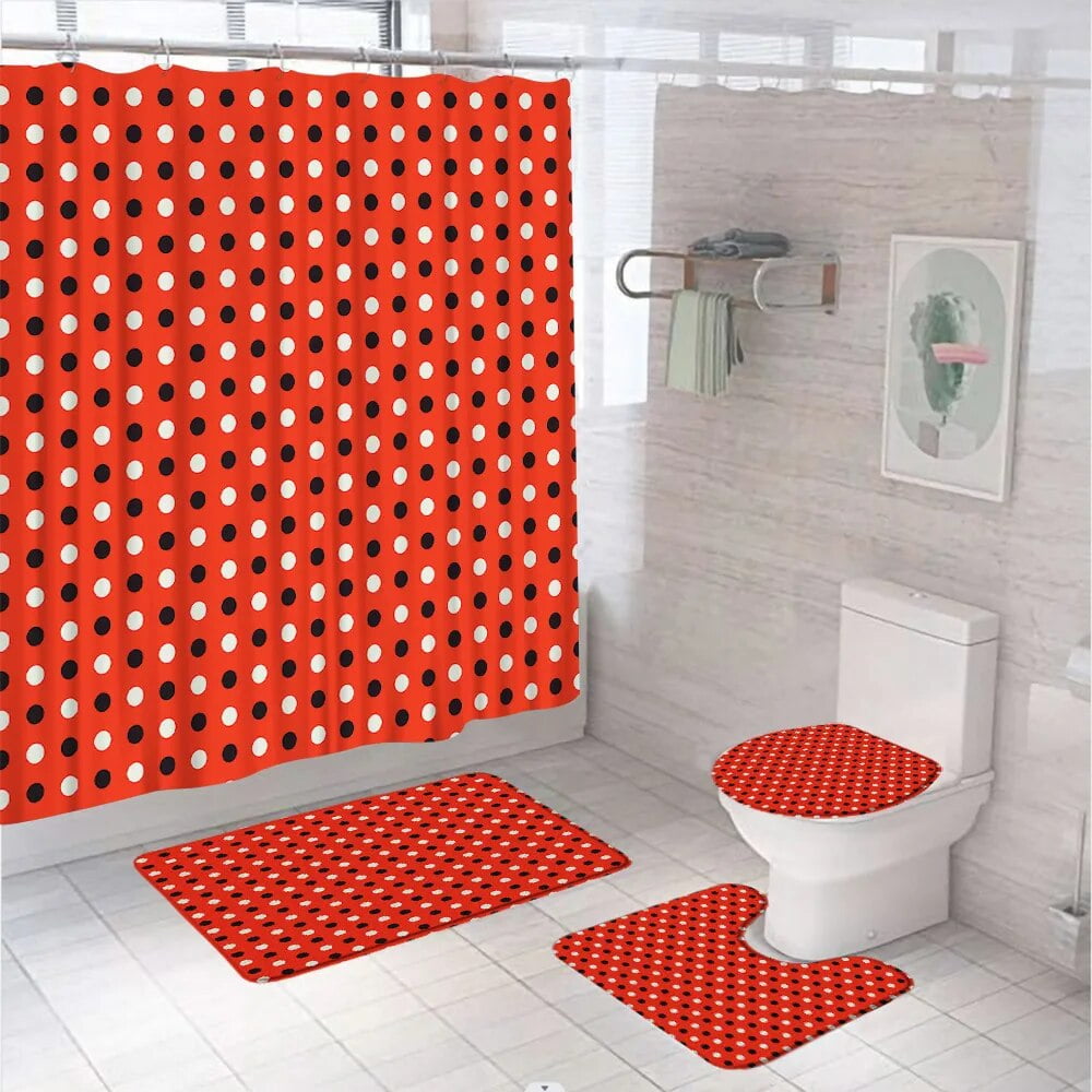 Colorful Geometric Morden Bathroom Set Fabric Shower Curtain Soft Rug ...