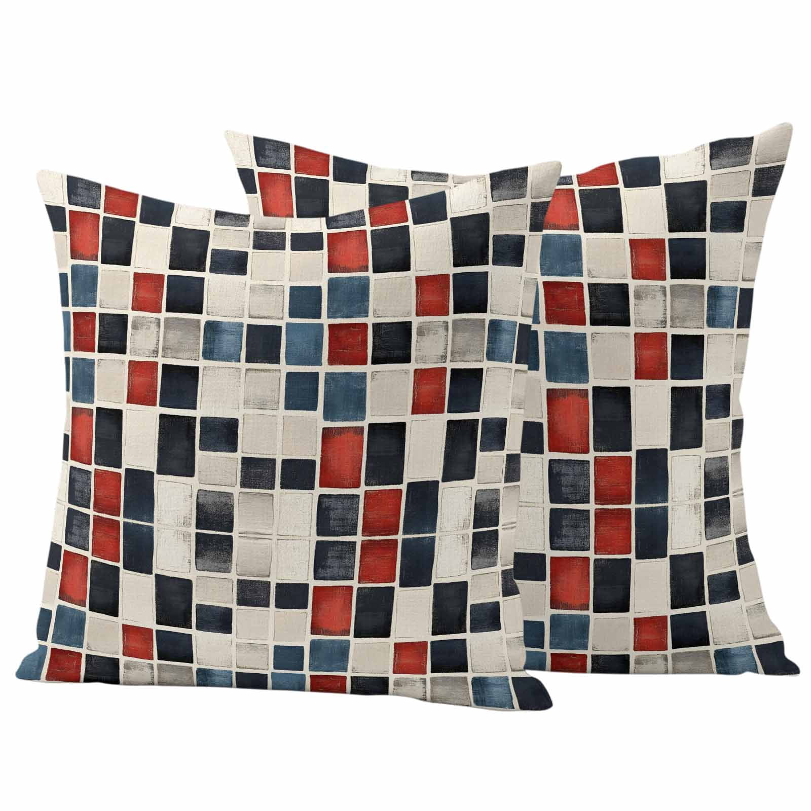 Colorful Geometric Outdoor Waterproof Pillow Covers, Modern Red Blue ...