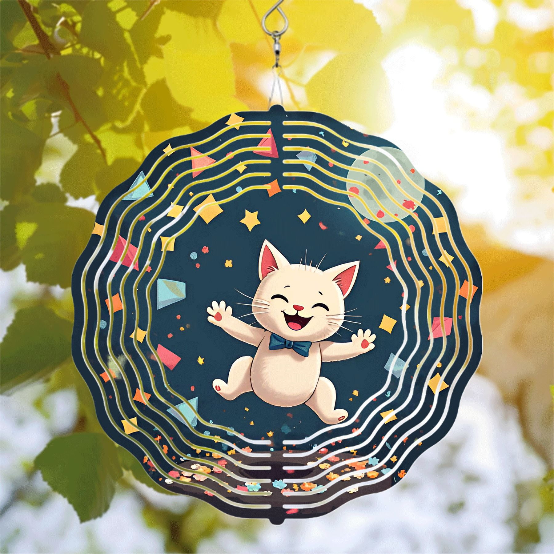 Colorful Geometric Pattern Metal Hanging Wind Spinners & Chimes for ...