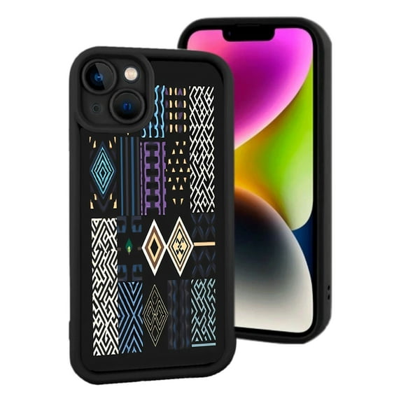 Colorful Geometric Pattern iPhone 15 Case - Lightweight Yellowing Resistant Artistic Design with ...