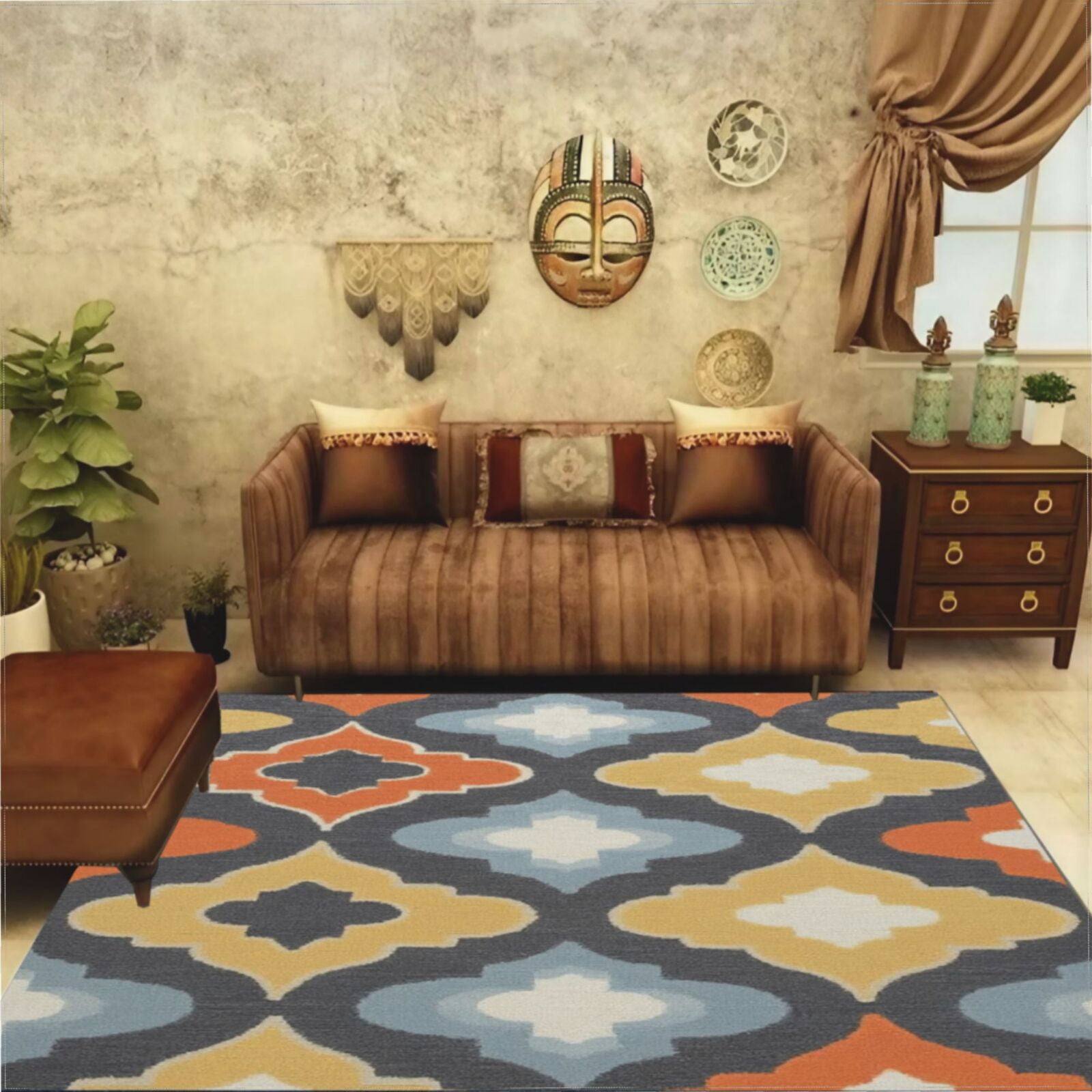 Colorful Geometric Patterned Rug Light Luxury Home Carpets Living Room ...