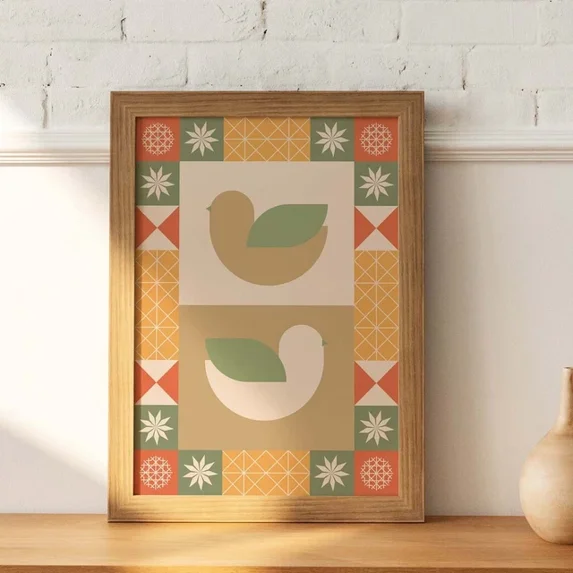 Colorful Geometric Poster Art Home Decor Vintage Gift Living Room ...