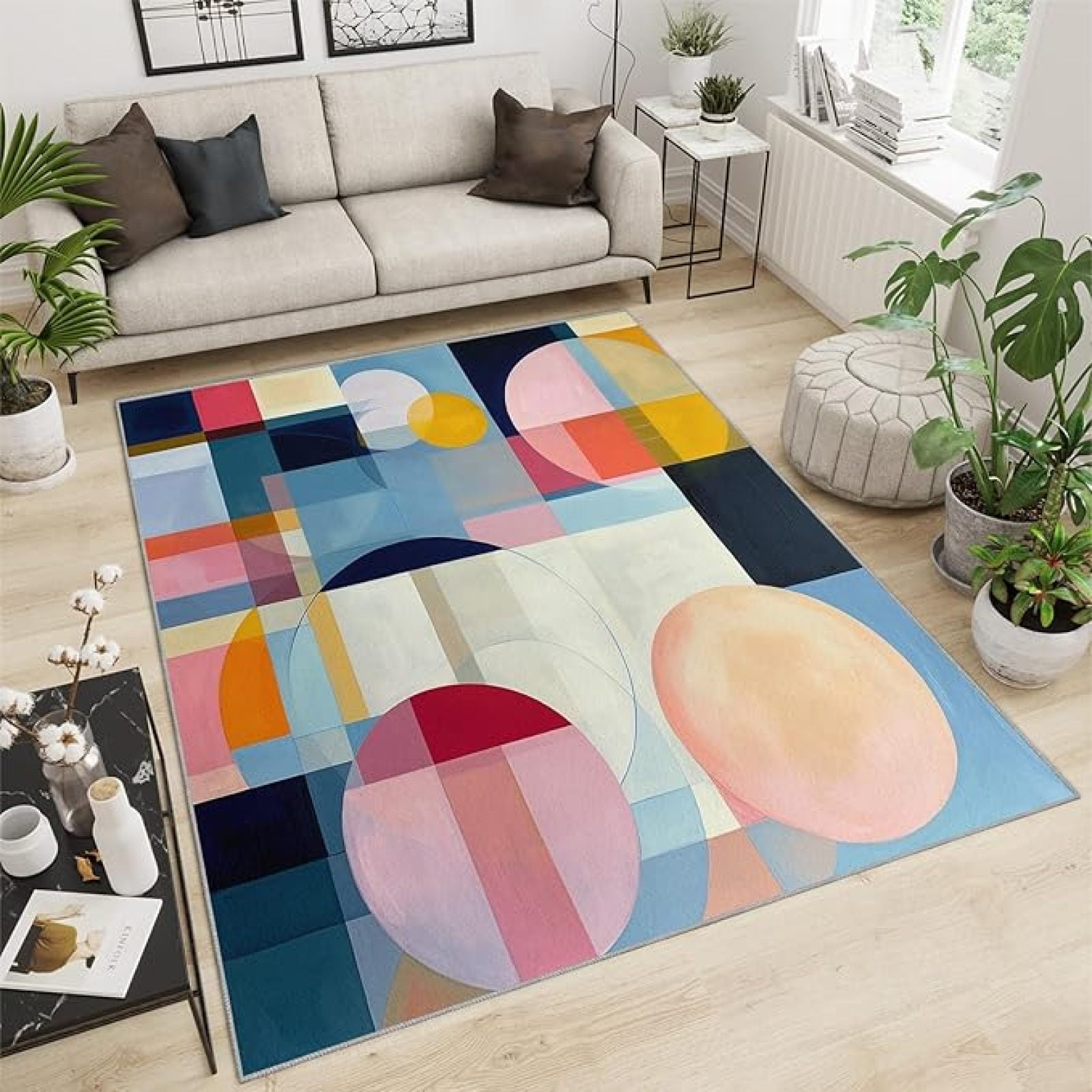 Colorful Geometric Rug Nordic Style Abstract Boho Rug Minimal Mid ...