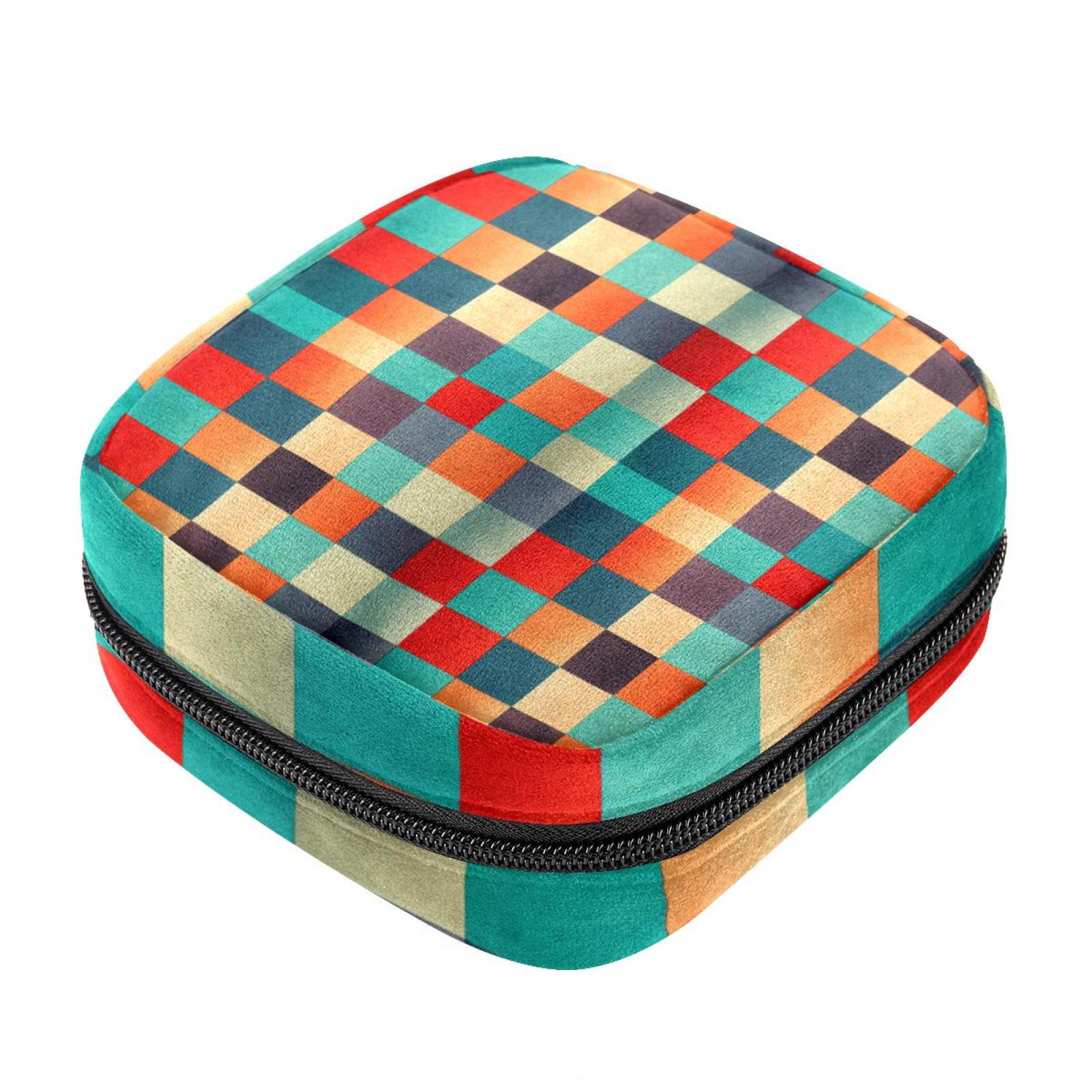 Colorful Geometric Sanitary Napkin Storage Bag Feminine Product Pouches Portable Period Kit Bag
