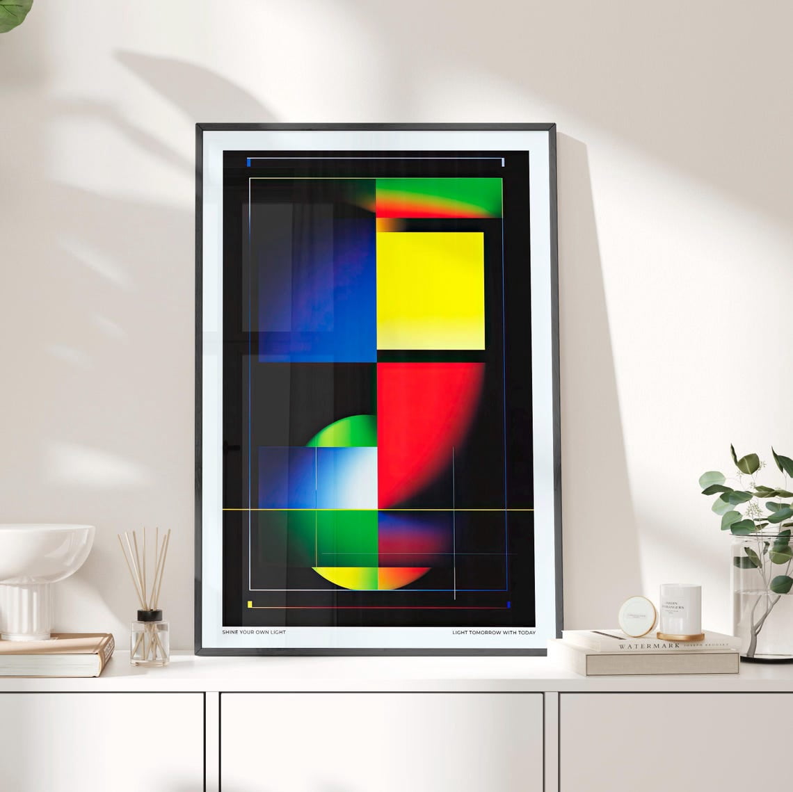 Colorful Geometric Shapes Mid Century Modern Contemporary Forms Wall ...
