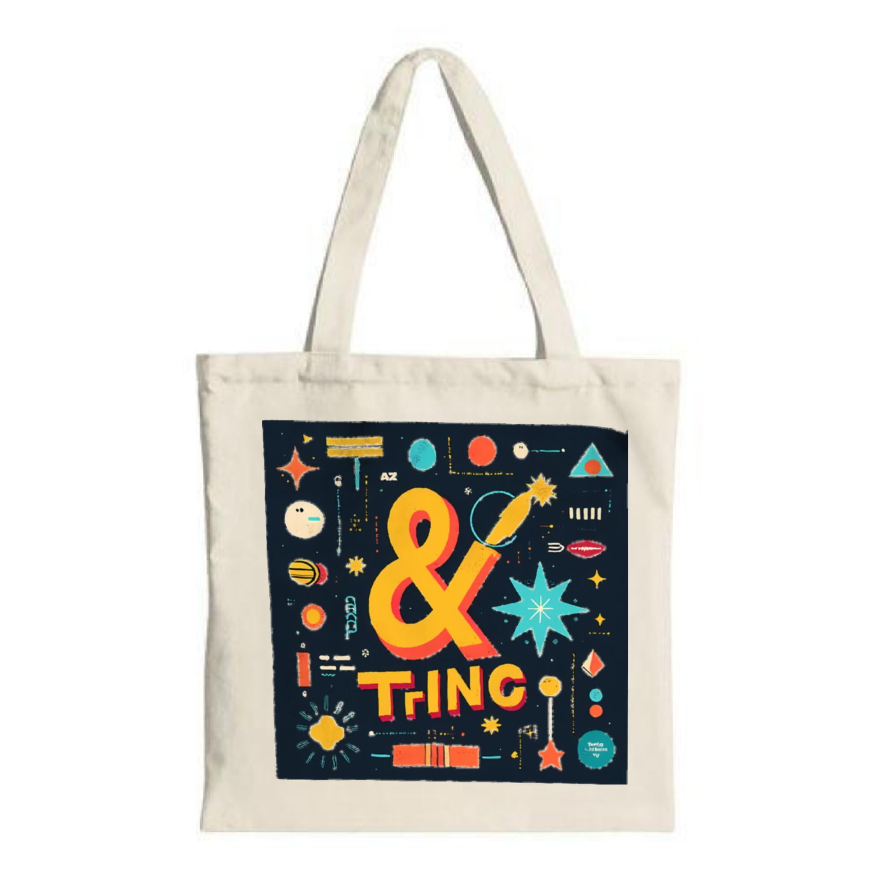 Colorful Geometric Shapes Tote Bag - Dark Background with Vibrant Stars ...