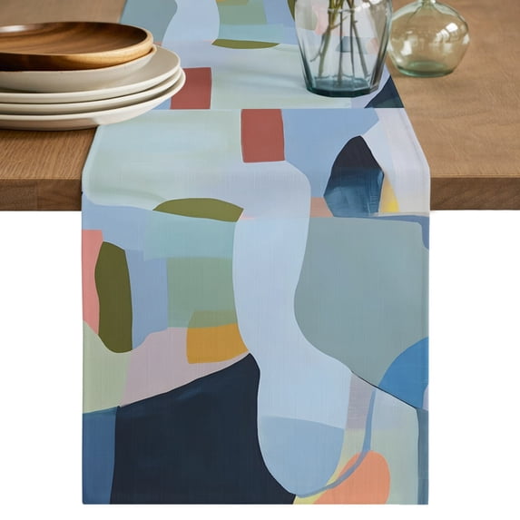 Colorful Geometric Short Table Runner 48 Inches Long,Contemporary Chic ...