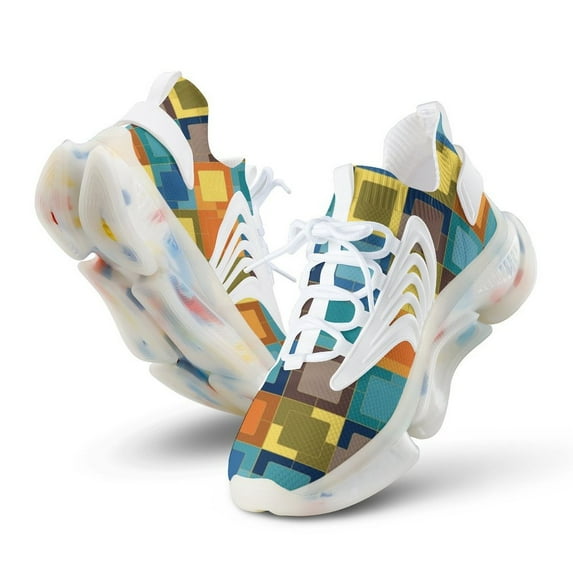 Colorful Geometric Square Pattern Walking Shoes for Men Woman ...