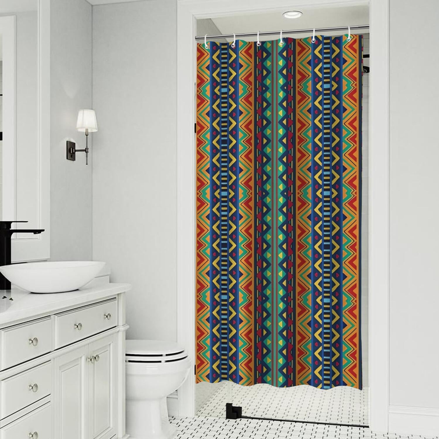 Colorful Geometric Striped Pattern Shower Curtain 36"x72" ,Bathroom ...