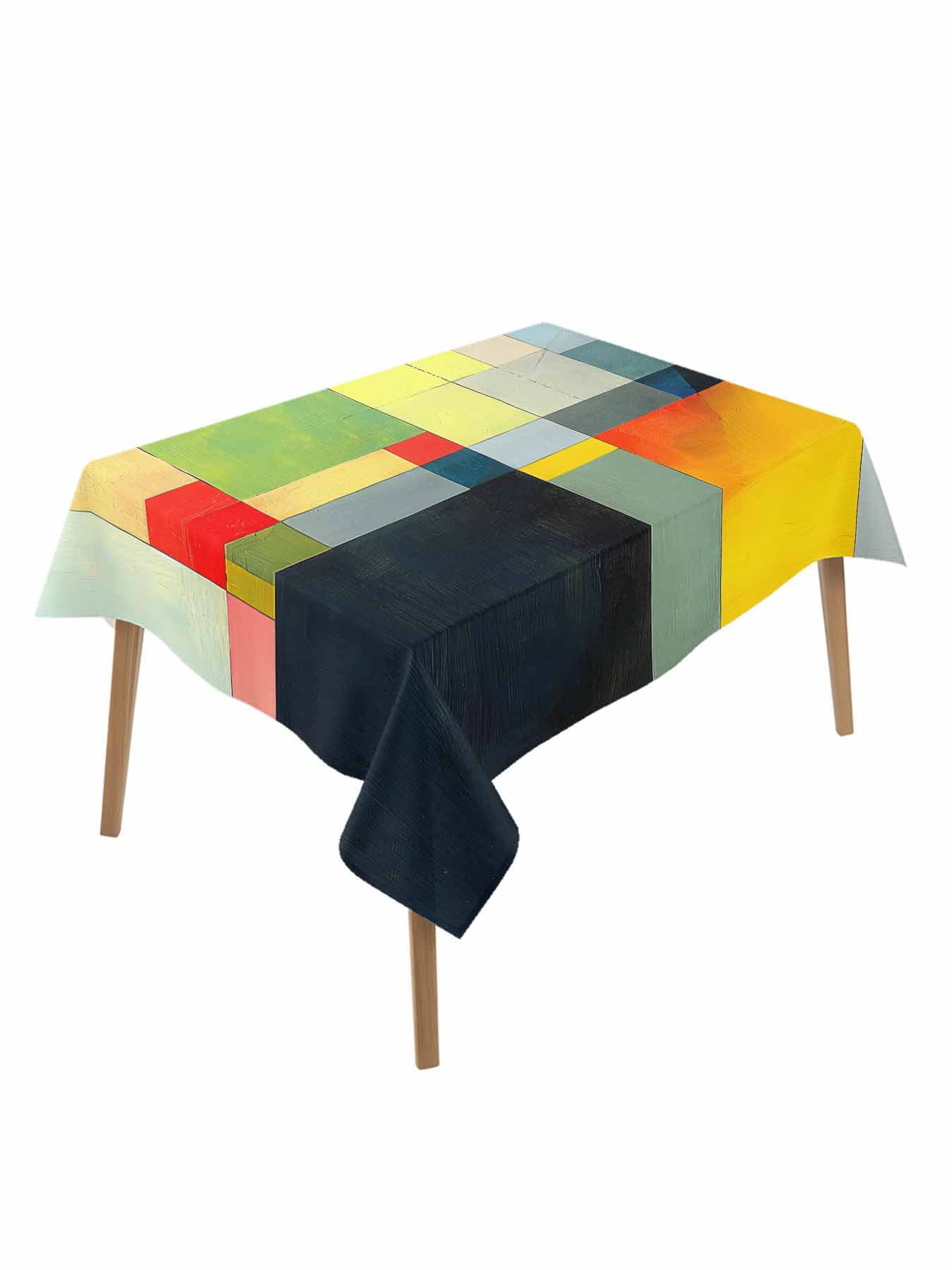 Colorful Geometric Table Cloth, Color Block Abstract Contemporary ...