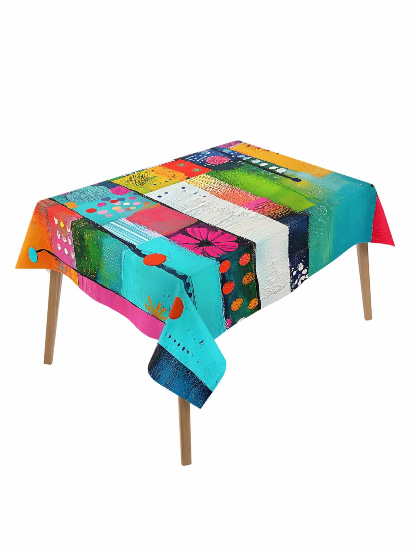 Colorful Geometric Table Cloth, Modern Artwork Abstract Waterproof ...