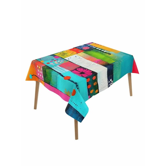 Colorful Geometric Table Cloth, Modern Artwork Abstract Waterproof ...